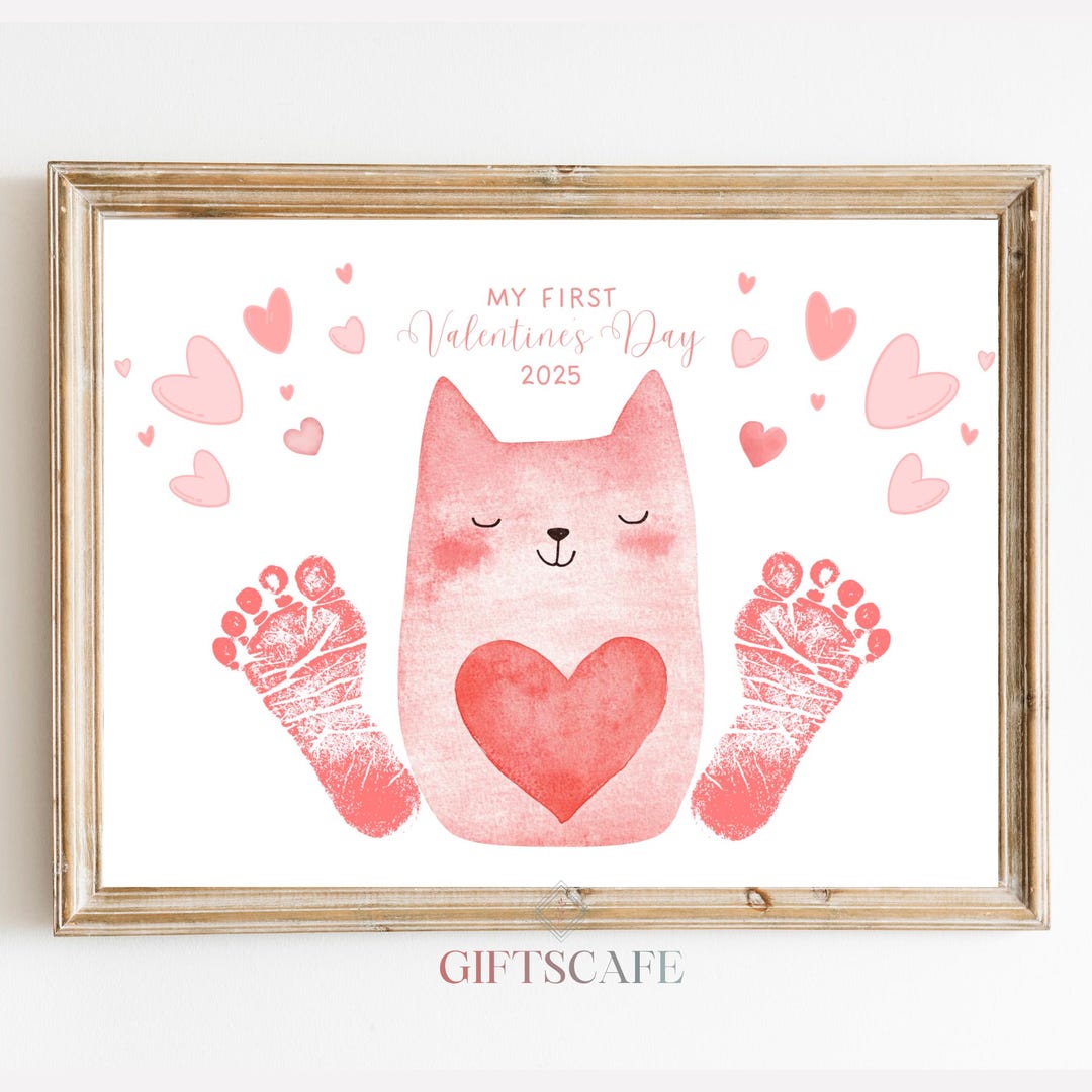 Printable My First Valentine, Handprint Heart Love, Happy Valentine's ...