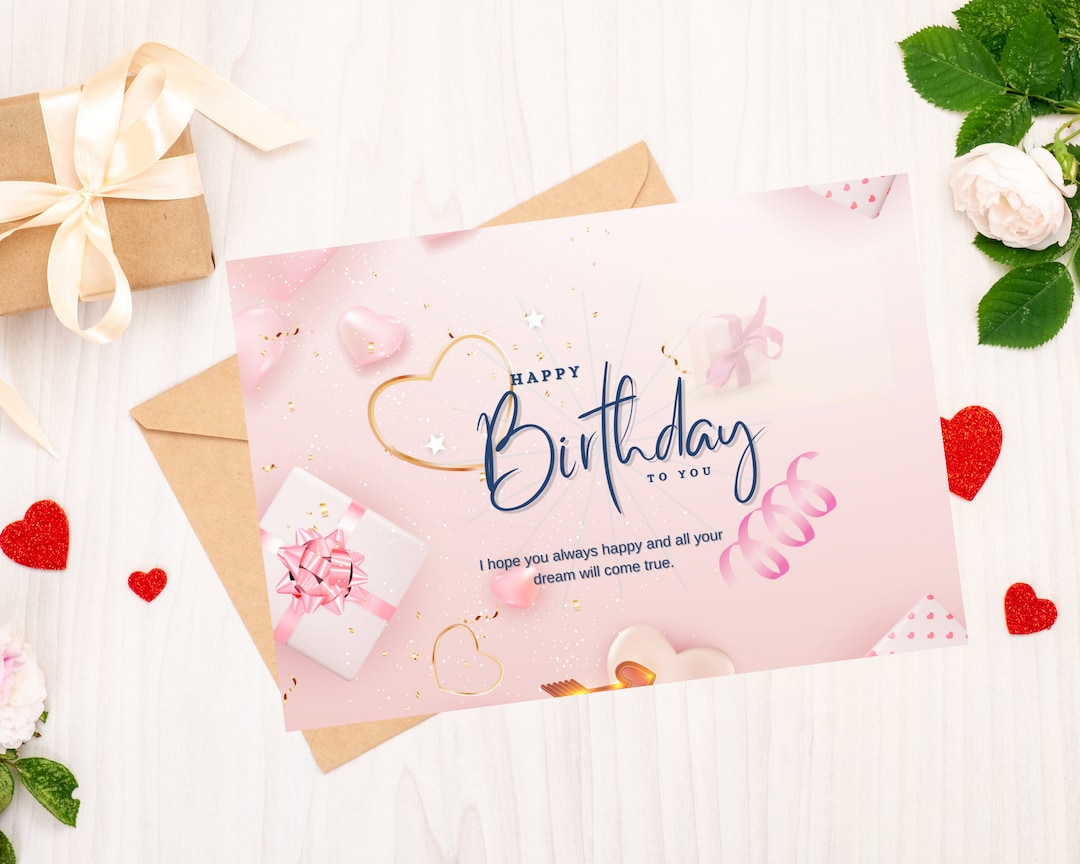 Happy Birthday Greeting Card, Editable Birthday Card, Downloadable ...