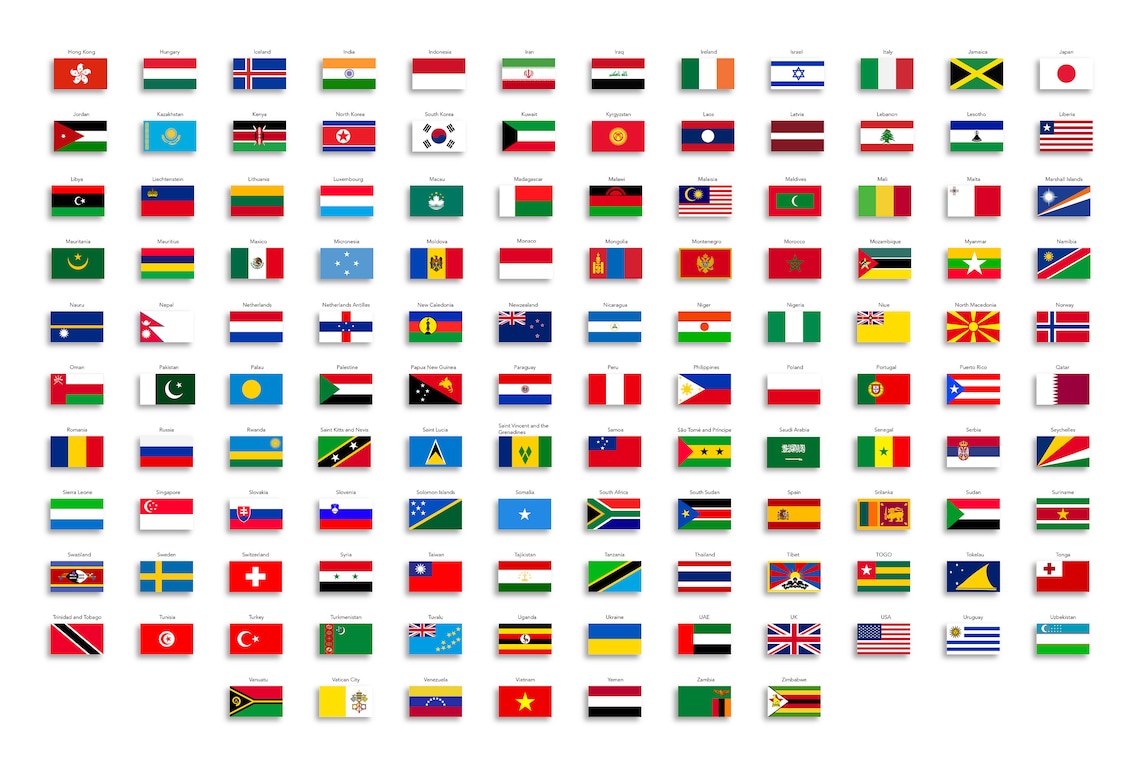 World Flags Vector Bundle | All Countries, SVG PNG (digital File) - Etsy