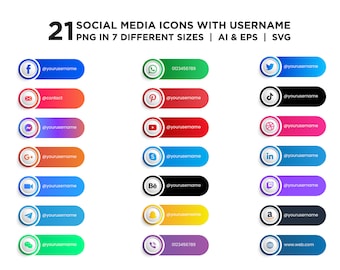 3D Custom Social Media Tags | Social Media Icons Set | Personalized ...