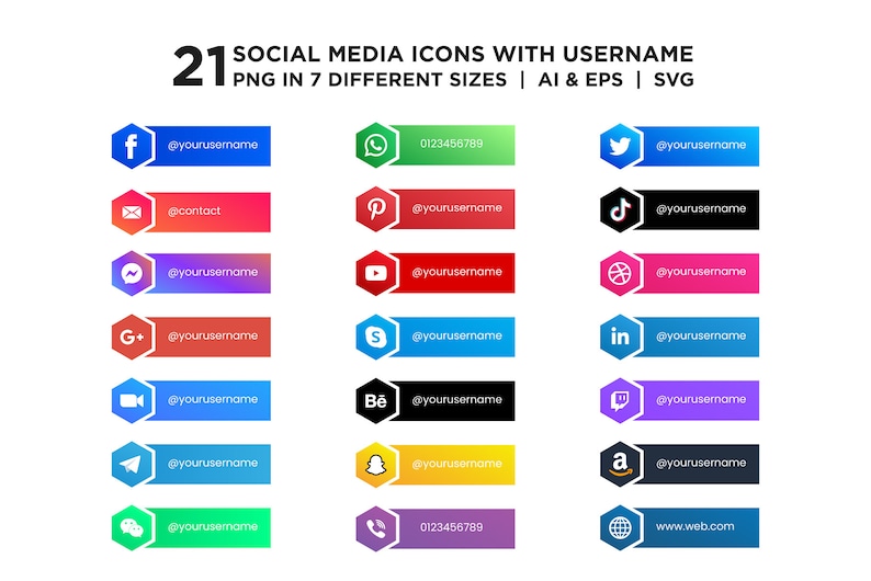 Social Media Icons /handles | Custom Tag Handle | Personalized Tags | SVG | PNG | Vector Files ...