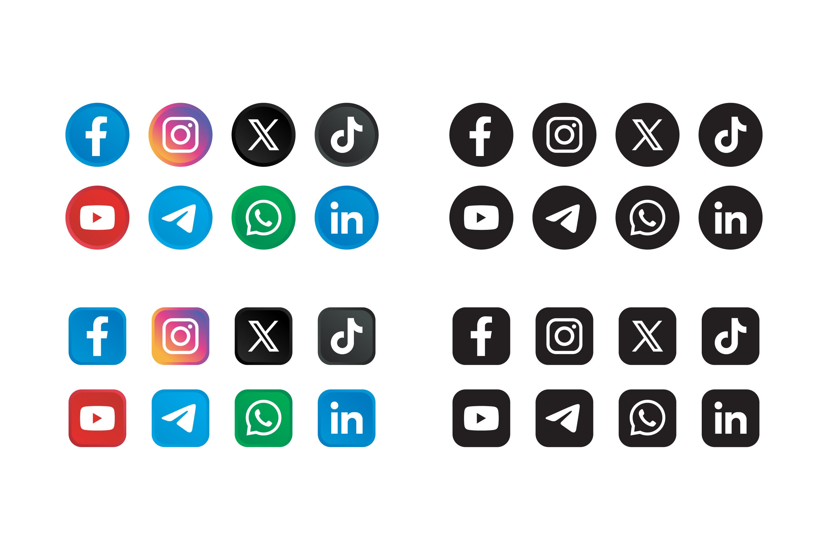 Social Media Icons Set | Vector Files, Customizable (instant Download ...