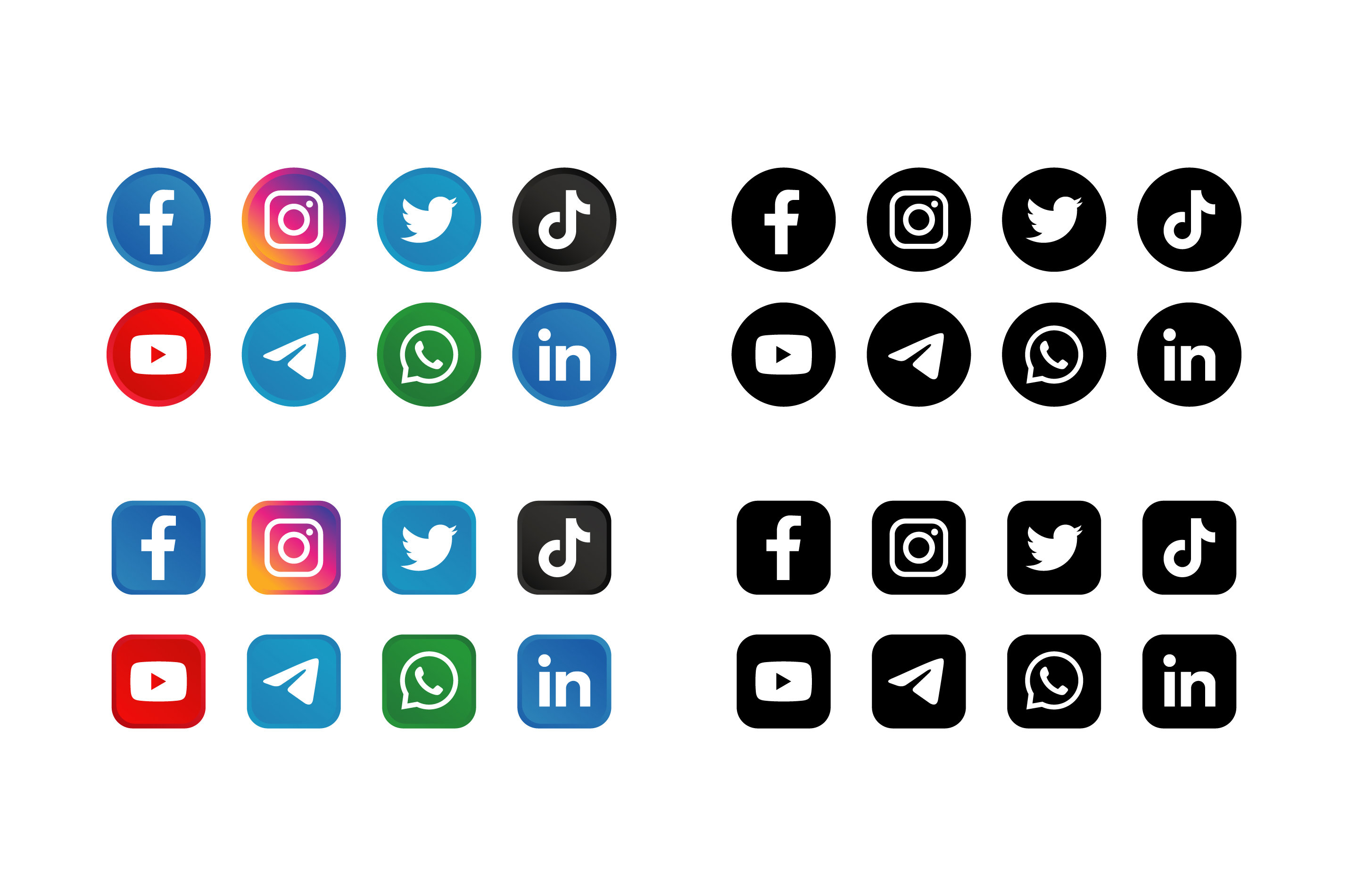 3D and Plain Social Media Icons Set Vector Files Social - Etsy
