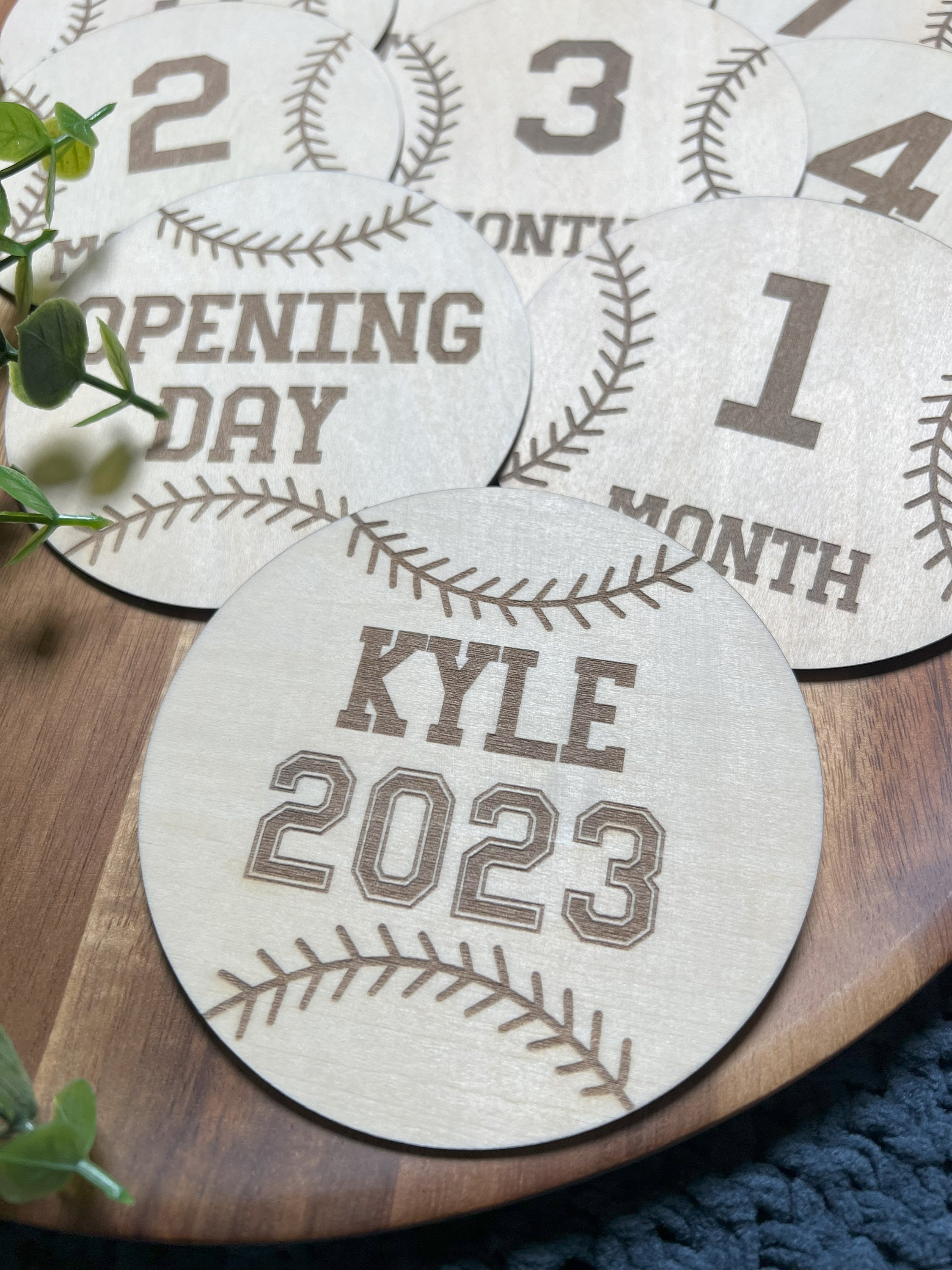 Custom Baseball Milestones for Baby's First Year Laser Engraved Plywood ...