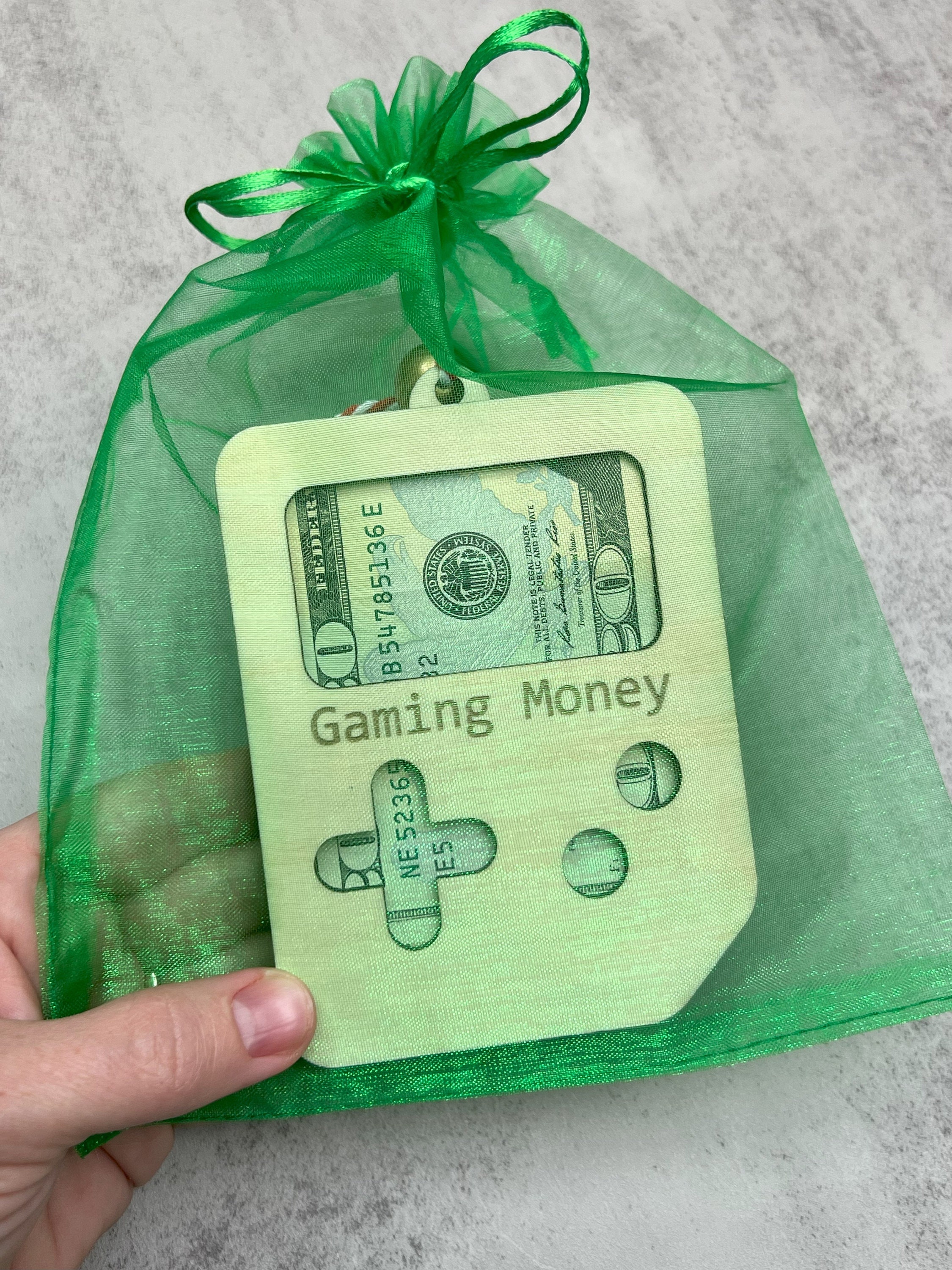Gaming Money Wooden Gift Card Holder, 3.5x4.5, Gameboy Design, Ornament ...