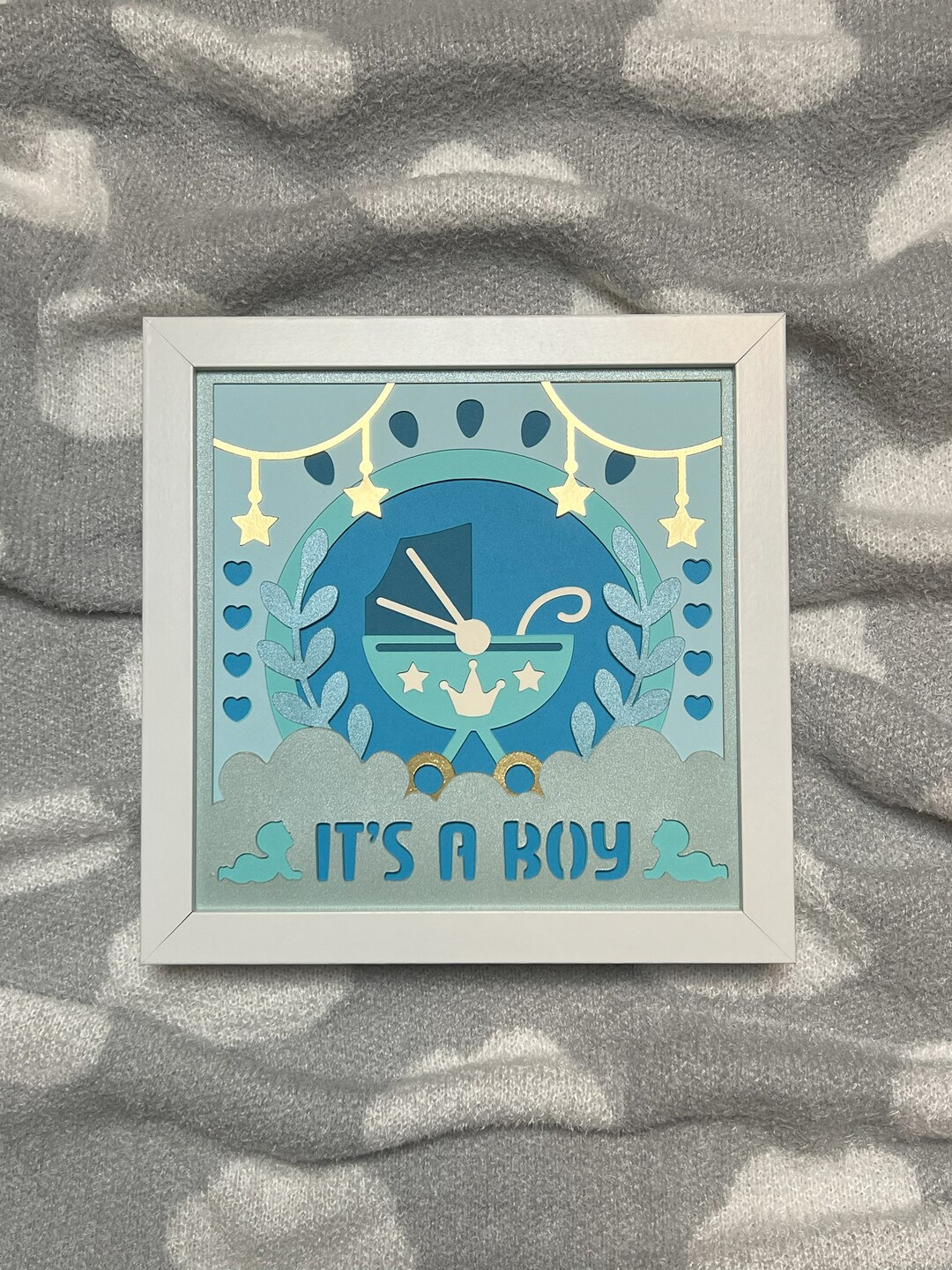 It's a Boy 3D Shadow Box - 8 Layer Cardstock Art - Ideal for Newborn ...