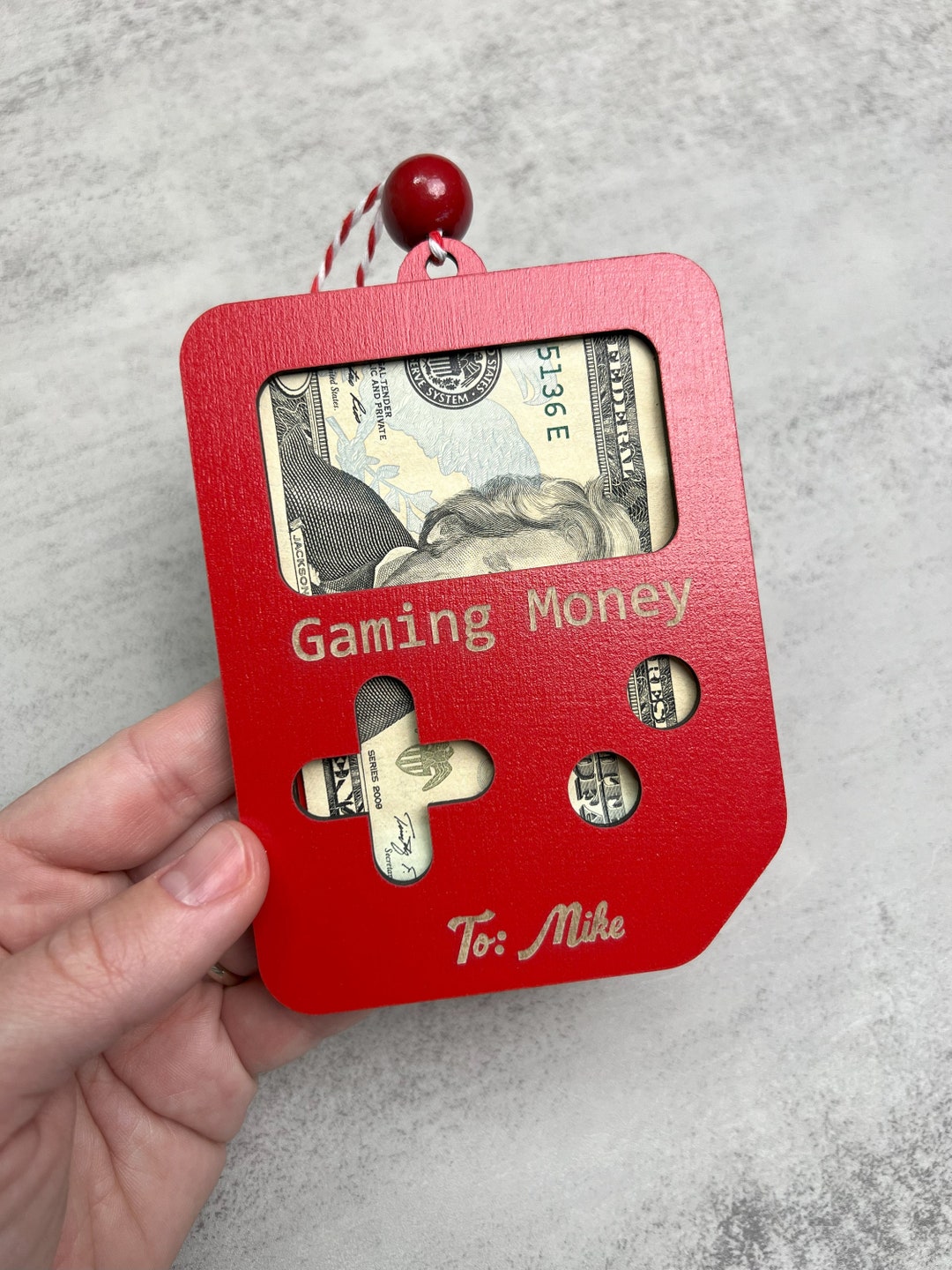 Gaming Money Wooden Gift Card Holder, 3.5x4.5, Gameboy Design, Ornament ...