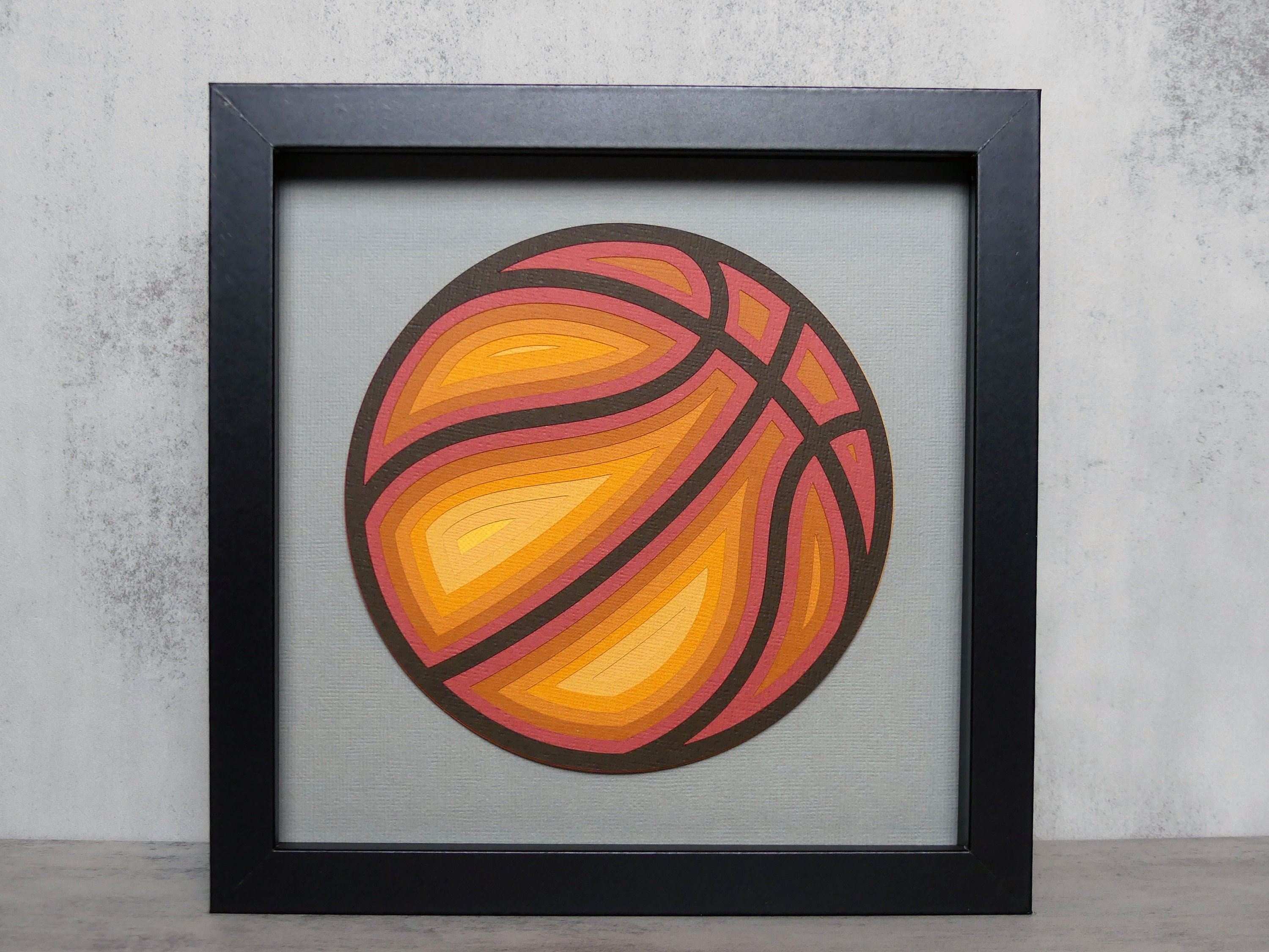 3D Shadow Box Art With Classic Basketball Design - Slam Dunk Style ...
