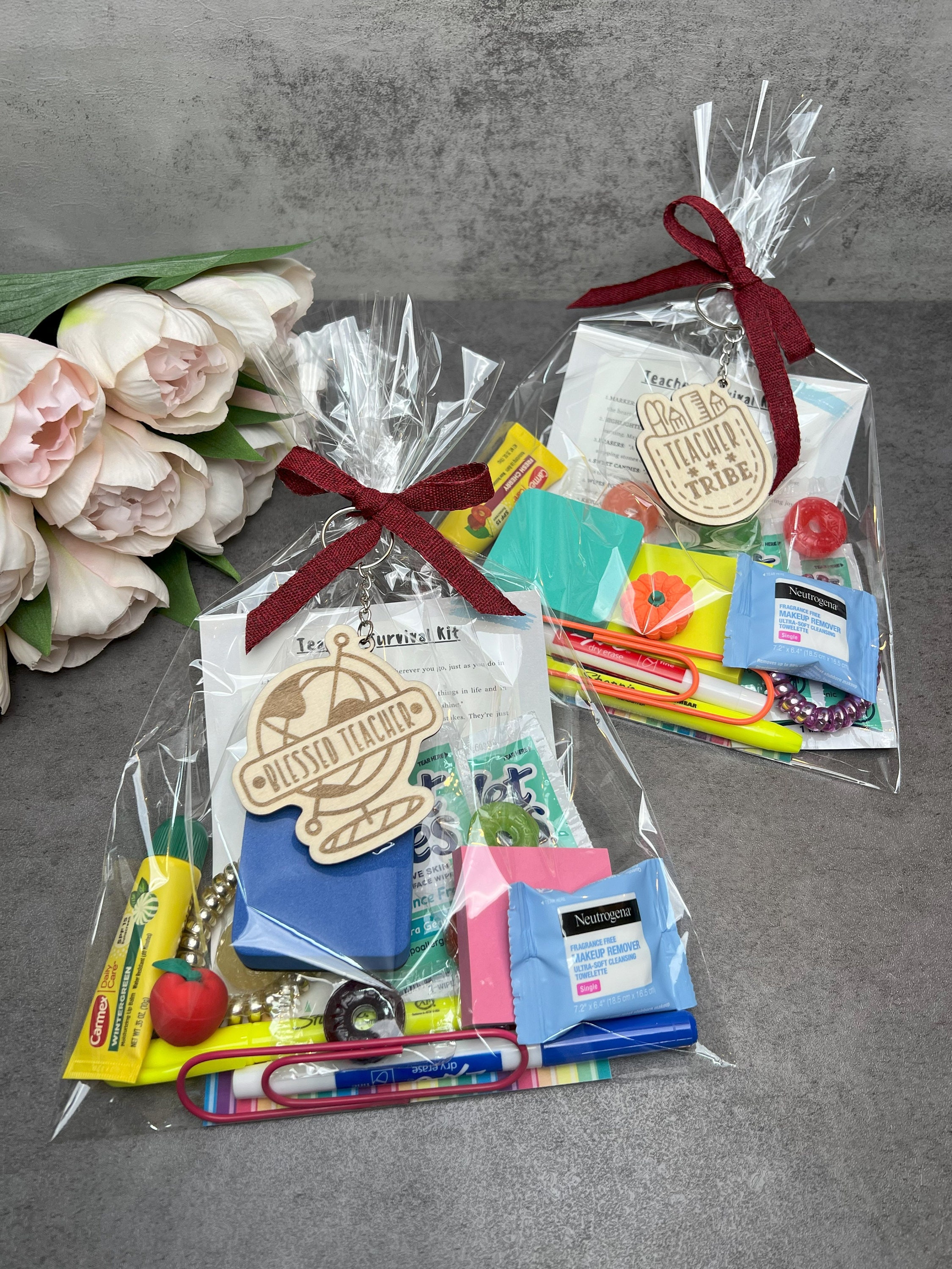 Teacher Survival Kit: School Supply Gift Set With Wooden Keychain - Etsy