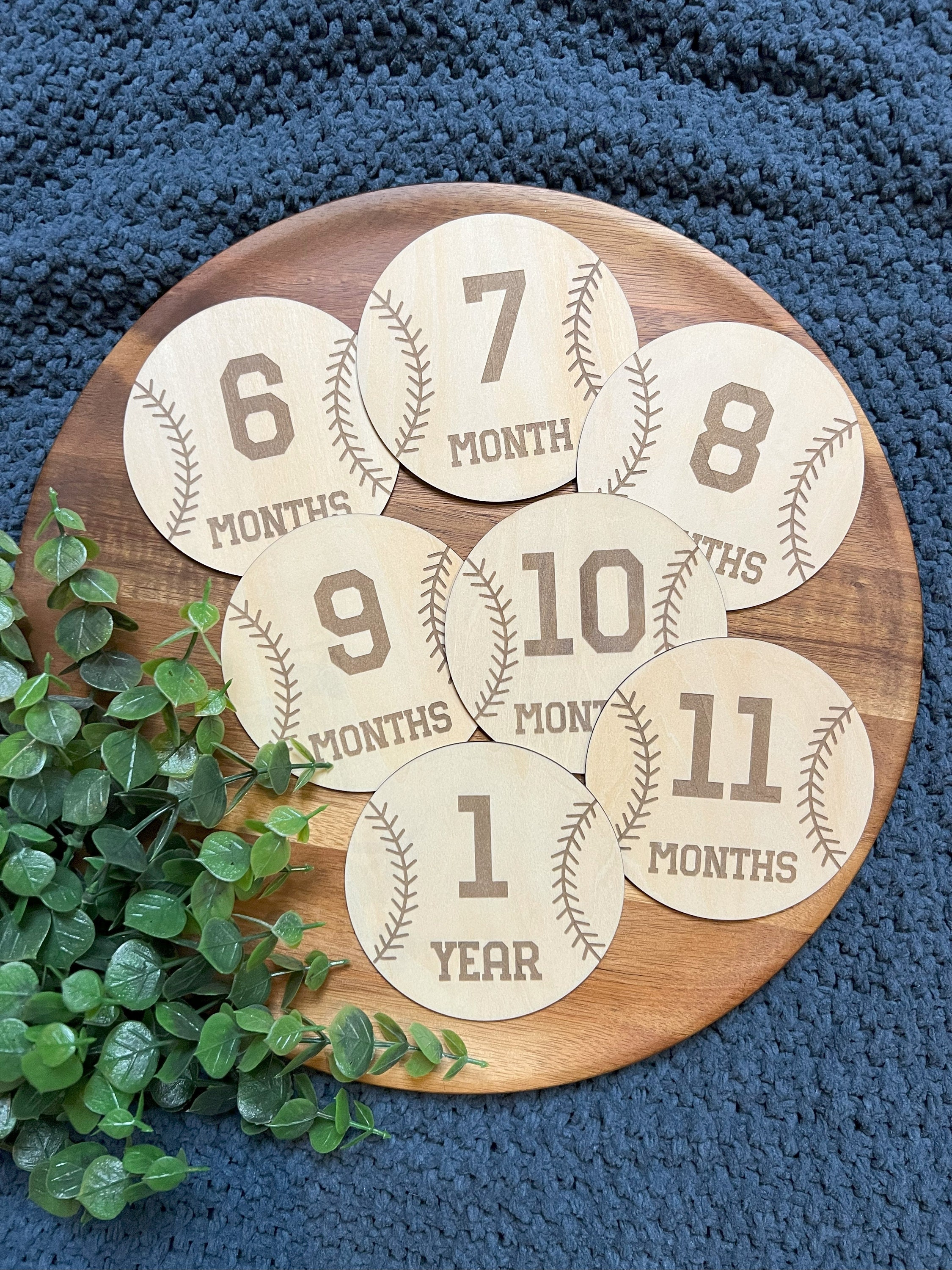 Custom Baseball Milestones for Baby's First Year Laser Engraved Plywood ...