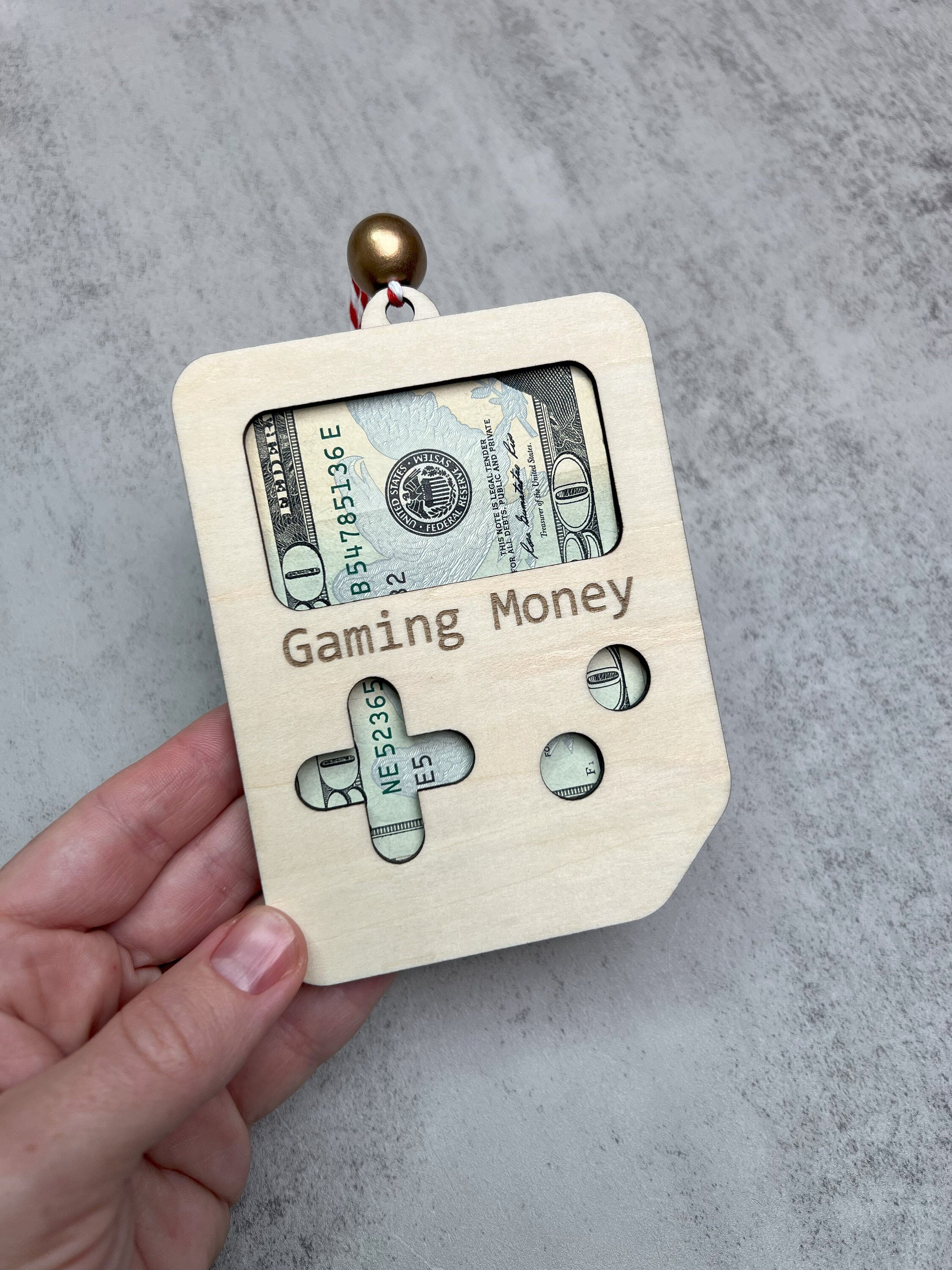 Gaming Money Wooden Gift Card Holder, 3.5x4.5, Gameboy Design, Ornament ...