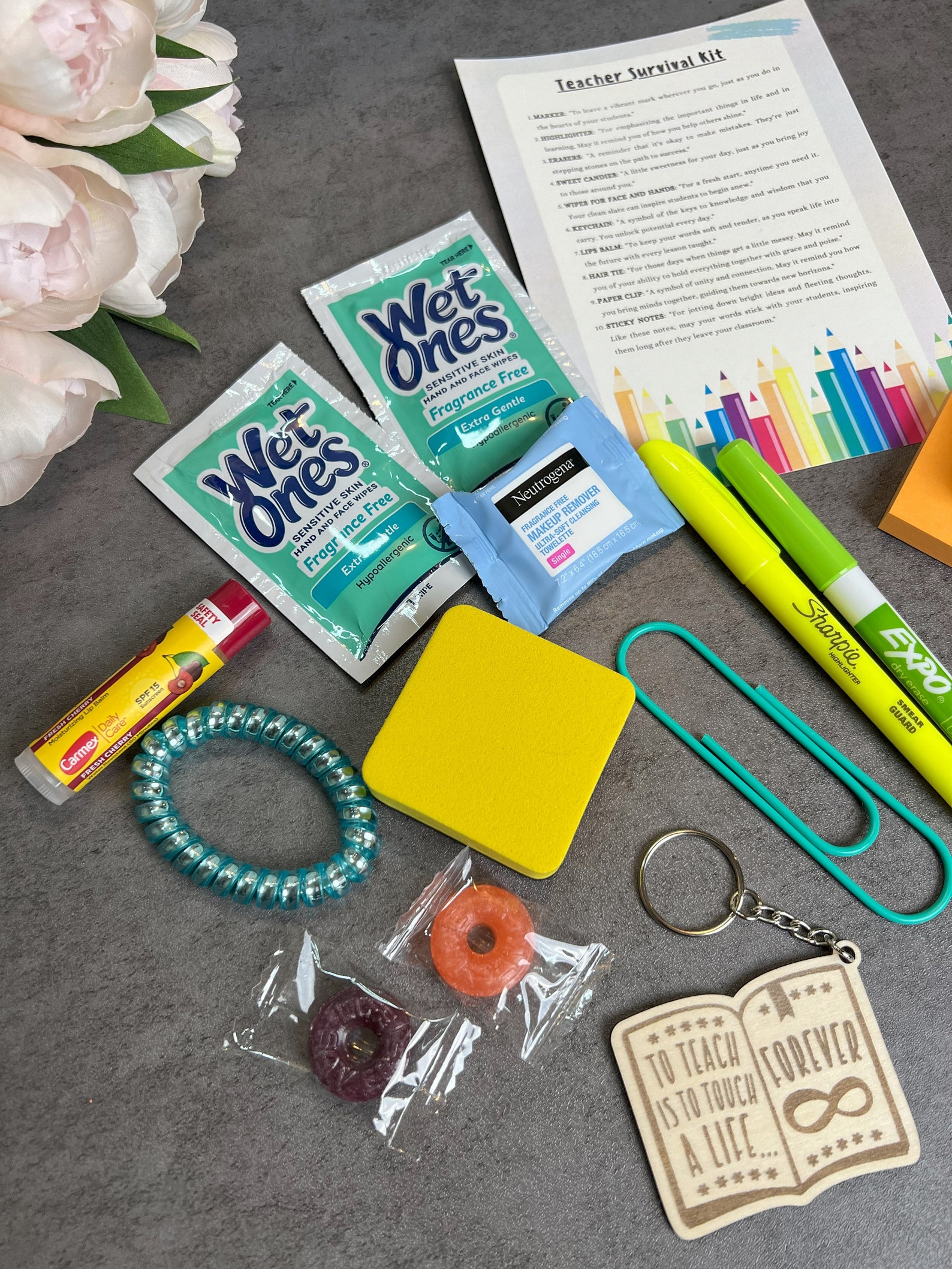 Teacher Survival Kit: School Supply Gift Set With Wooden Keychain - Etsy