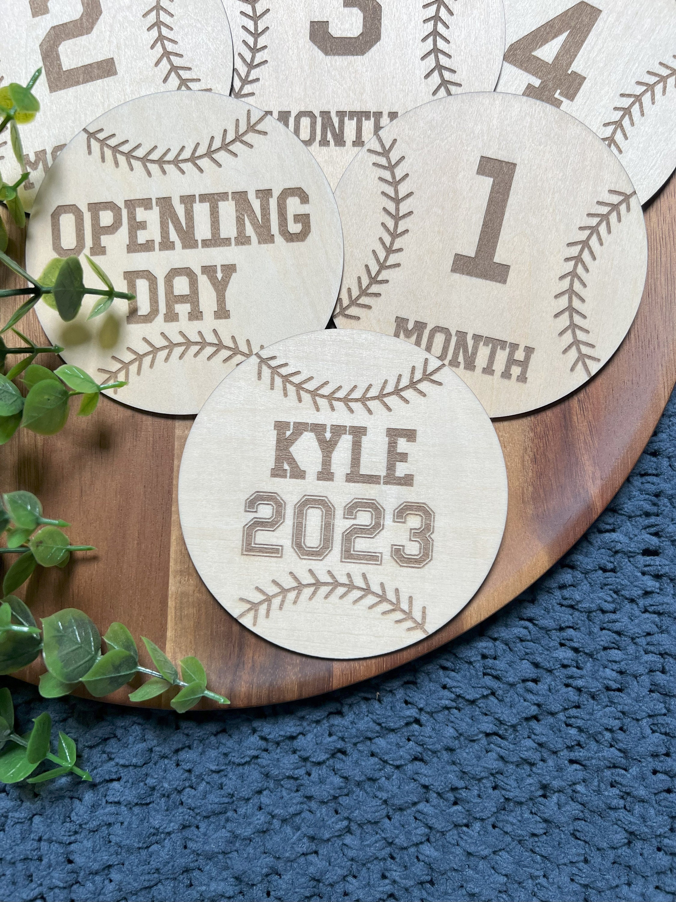 Custom Baseball Milestones for Baby's First Year Laser Engraved Plywood ...
