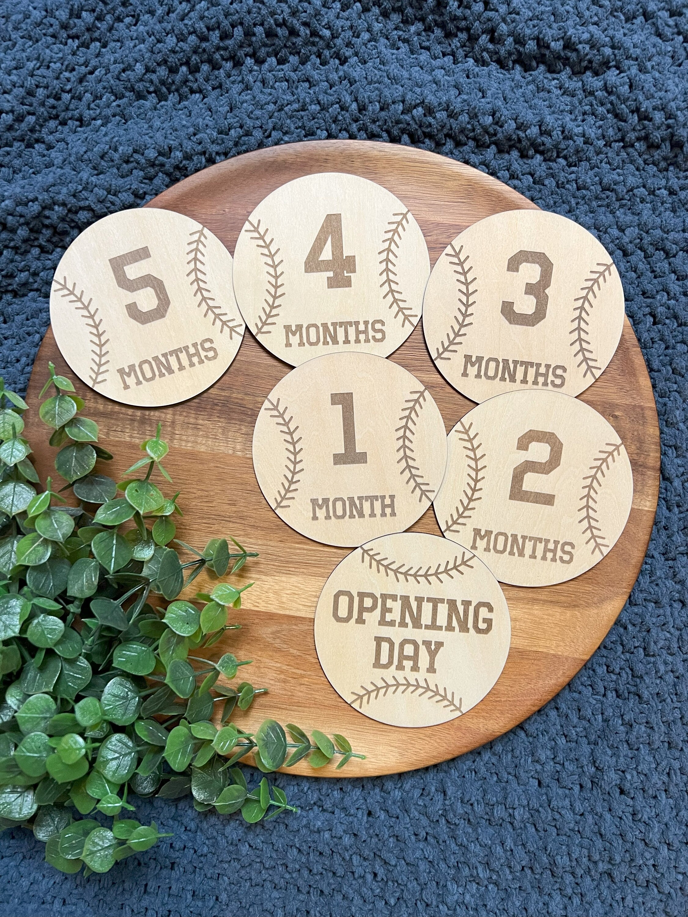 Custom Baseball Milestones for Baby's First Year Laser Engraved Plywood ...