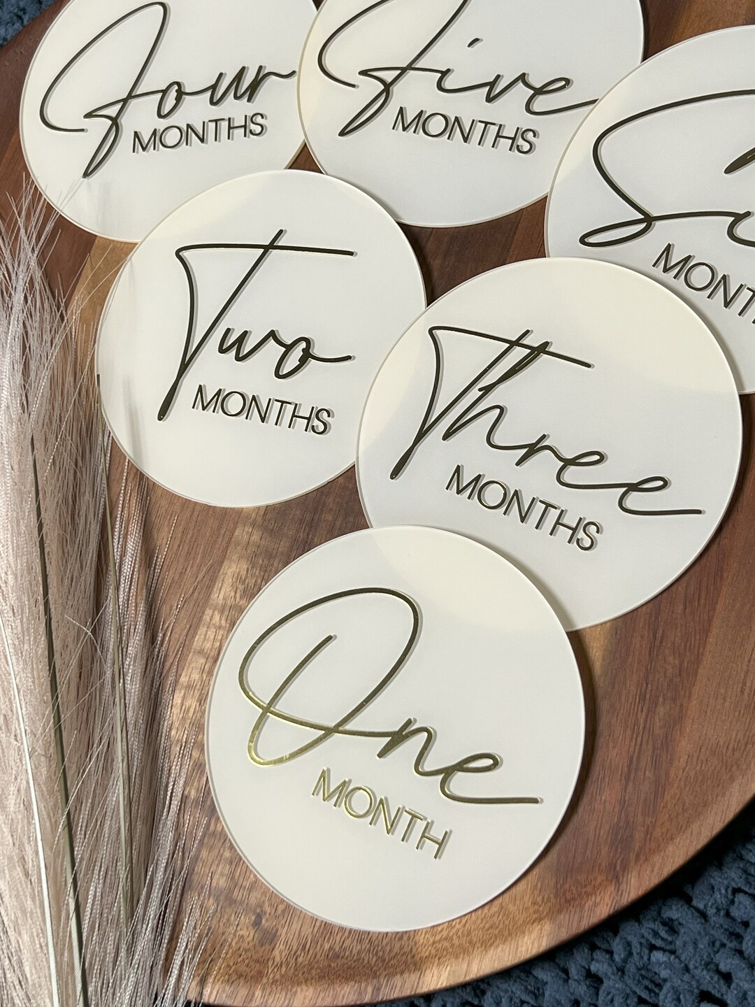 Stylish Acrylic Milestones Markers - First Year of Life, Gold Foil ...