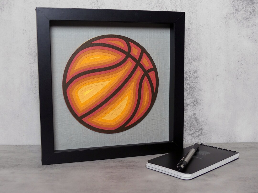 3D Shadow Box Art With Classic Basketball Design - Slam Dunk Style ...