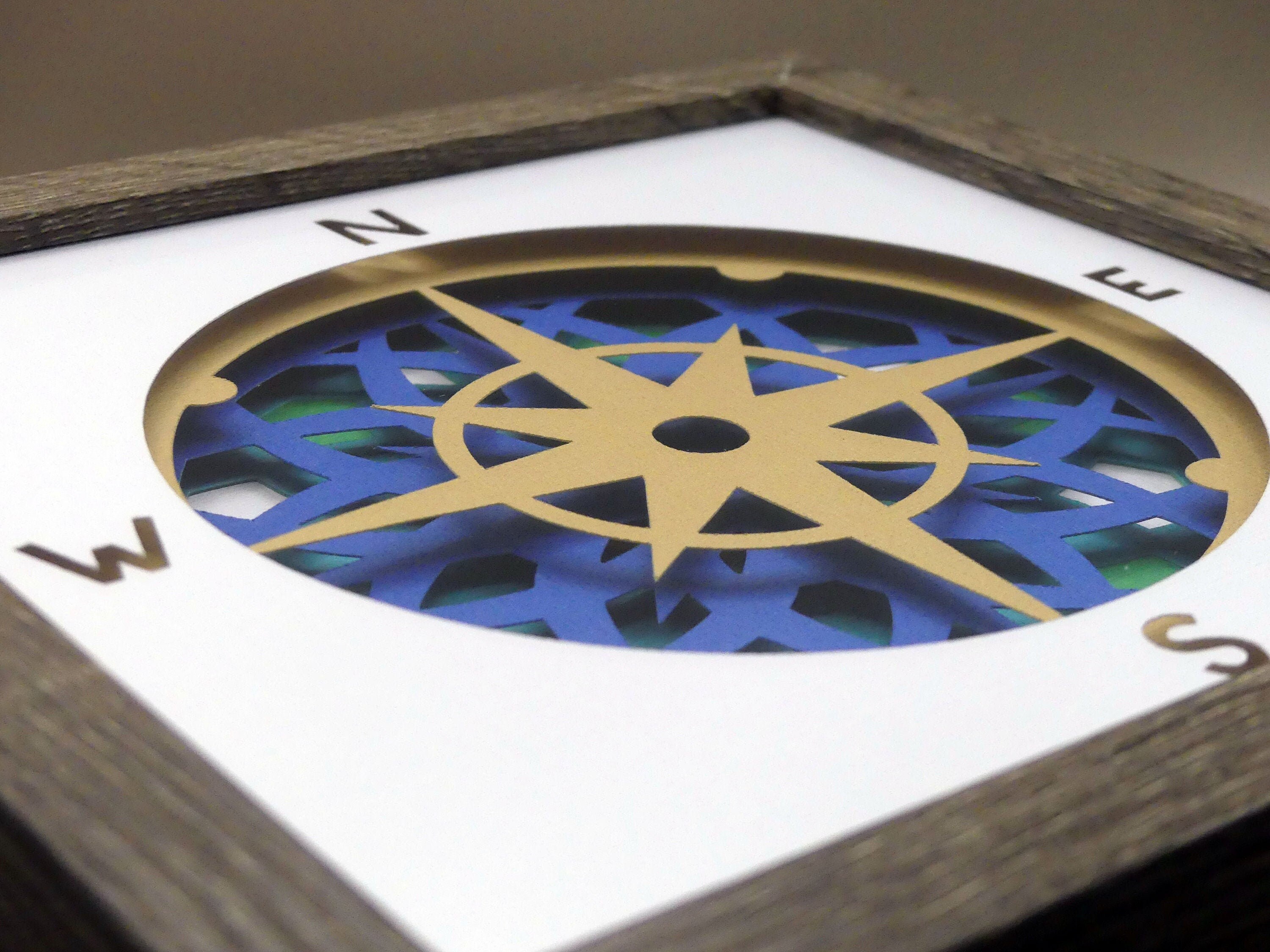 World Explorer: 3D Shadow Box Art of Timeless Compass Design - Etsy