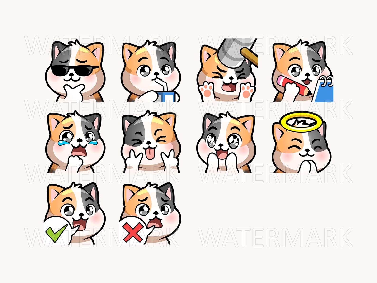 Calico Cat Emotes X 46 for Twitch & Discord Emote Calico Cat - Etsy