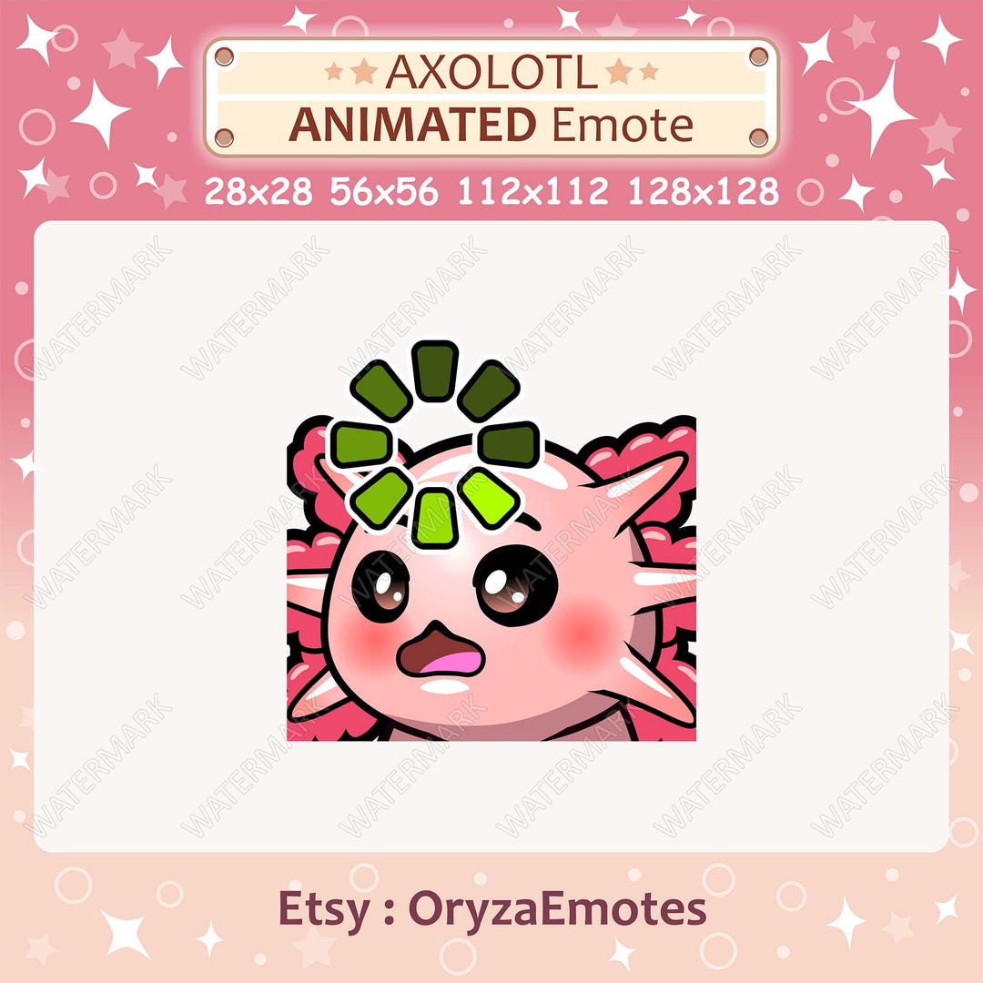 Animated Emote Axolotl Loading Sign Emote / Pink Axolotl Confused Emote ...
