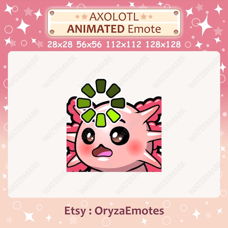 Animated Emote Axolotl Loading Sign Emote / Pink Axolotl Confused Emote ...