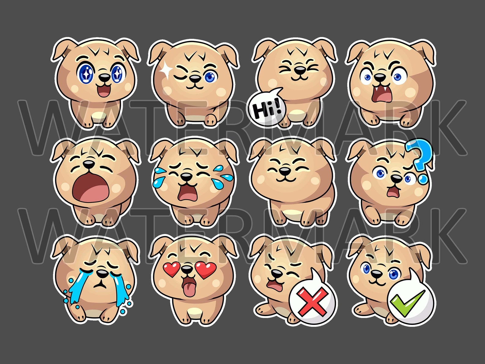 Dog Emotes X 46 for Twitch & Discord Emote and Whatsapp Emote | Cute ...