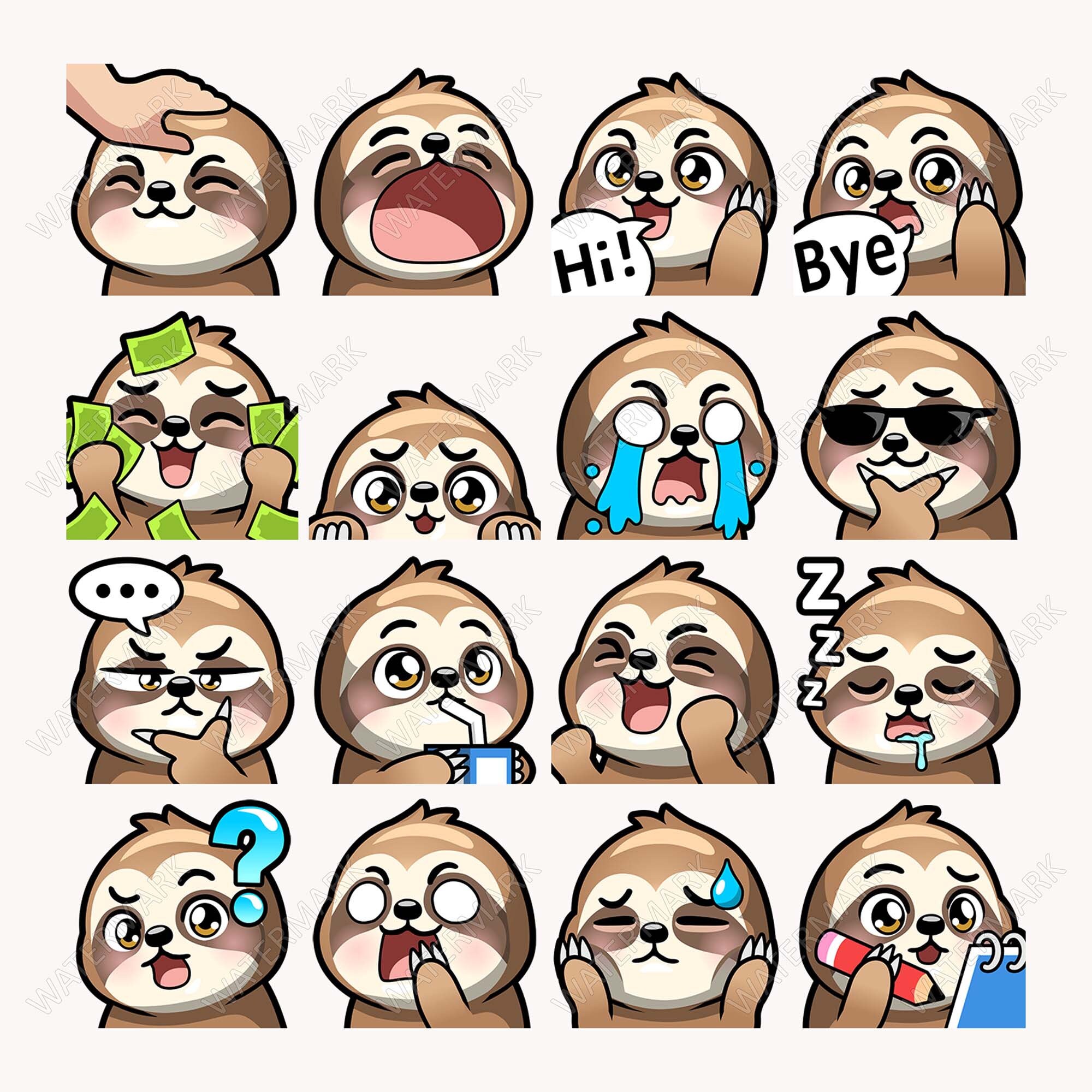 Sloth Emotes X 46 for Twitch & Discord Emote | Sloth Twitch Emote Pack ...