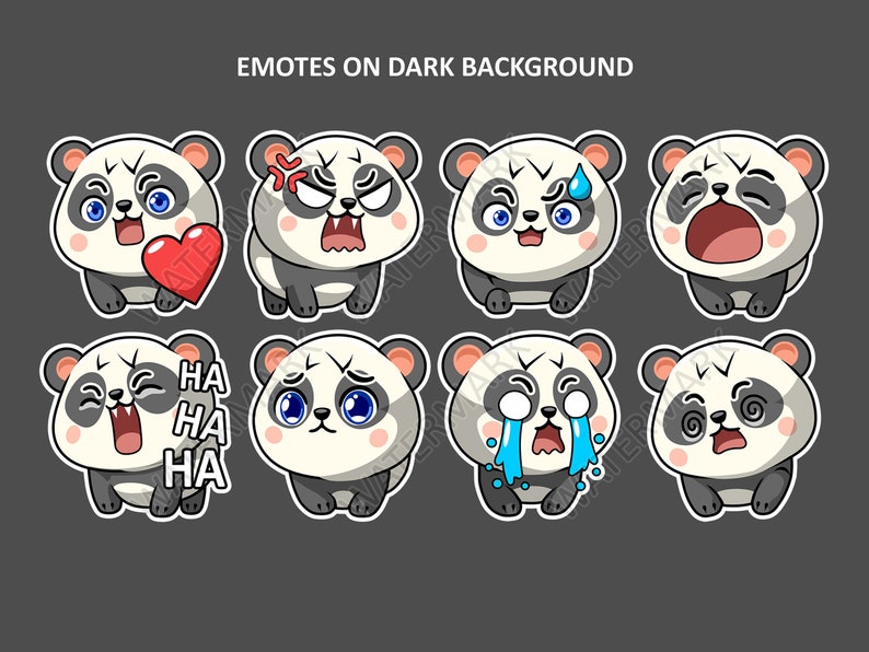 Panda Emotes Pack #1 / Emotes for Twitch Emote, Discord Emote, and ...