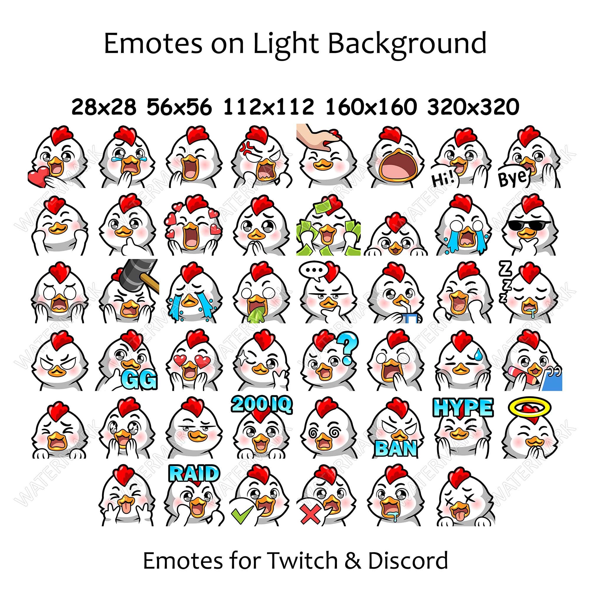 Chicken Emotes X 46 for Twitch & Discord Emote | Chicken Twitch Emote ...