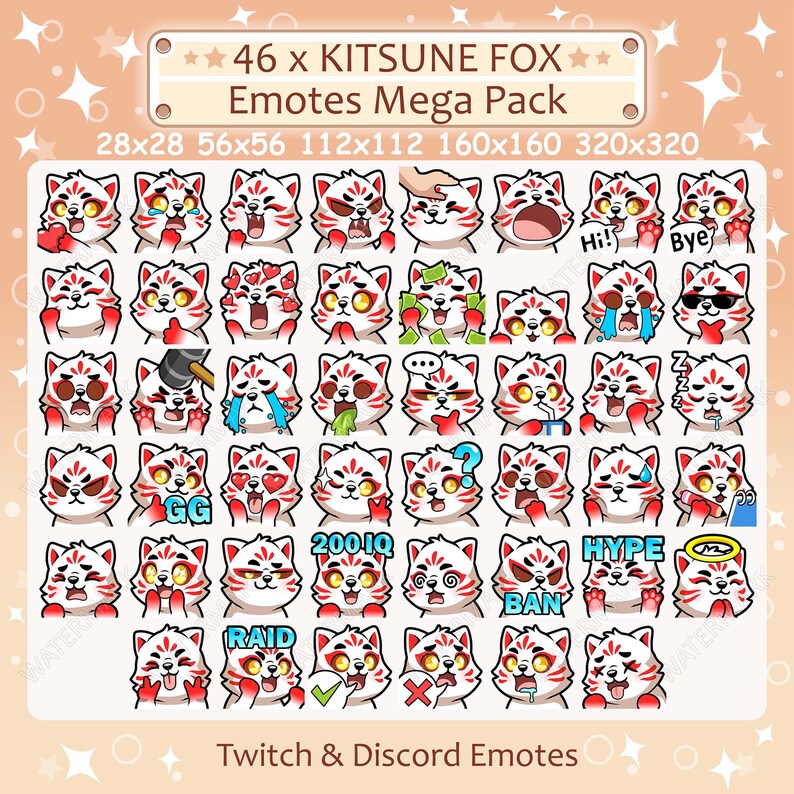 Kitsune Fox Emotes X 46 for Twitch & Discord Emote Kitsune - Etsy