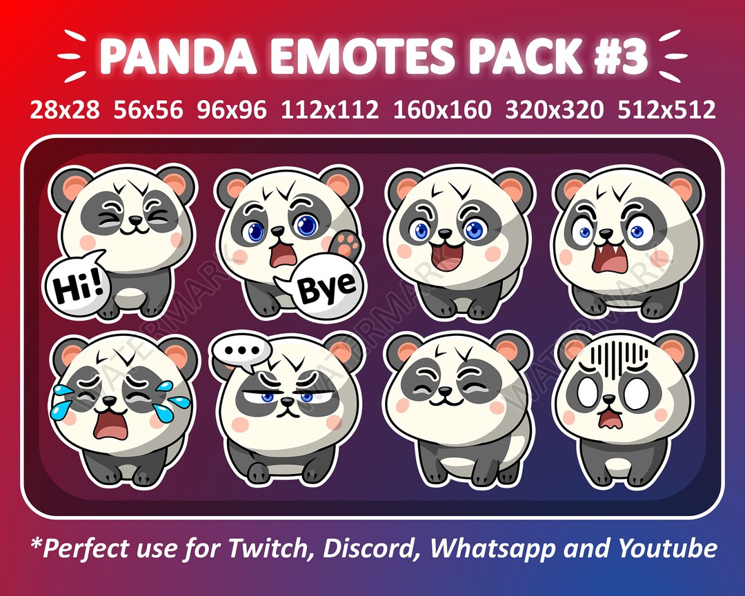 Panda Emotes Pack #3 / Emotes for Twitch Emote, Discord Emote, and ...