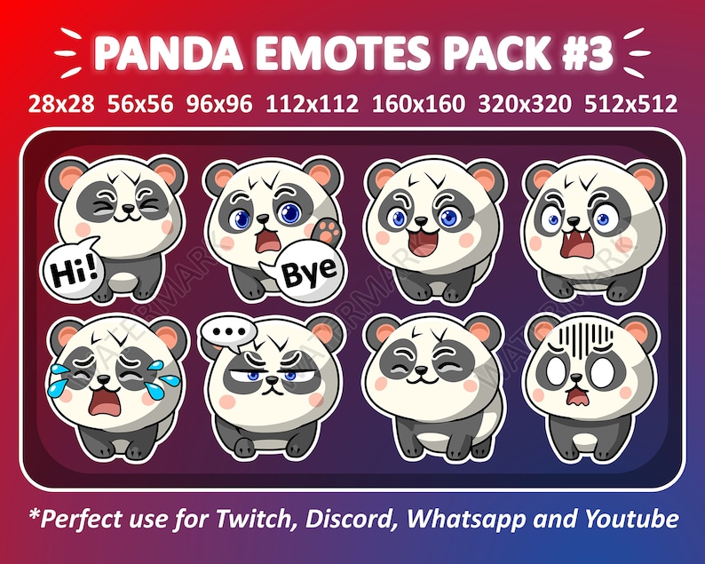 Panda Emotes Pack #3 / Emotes for Twitch Emote, Discord Emote, and ...