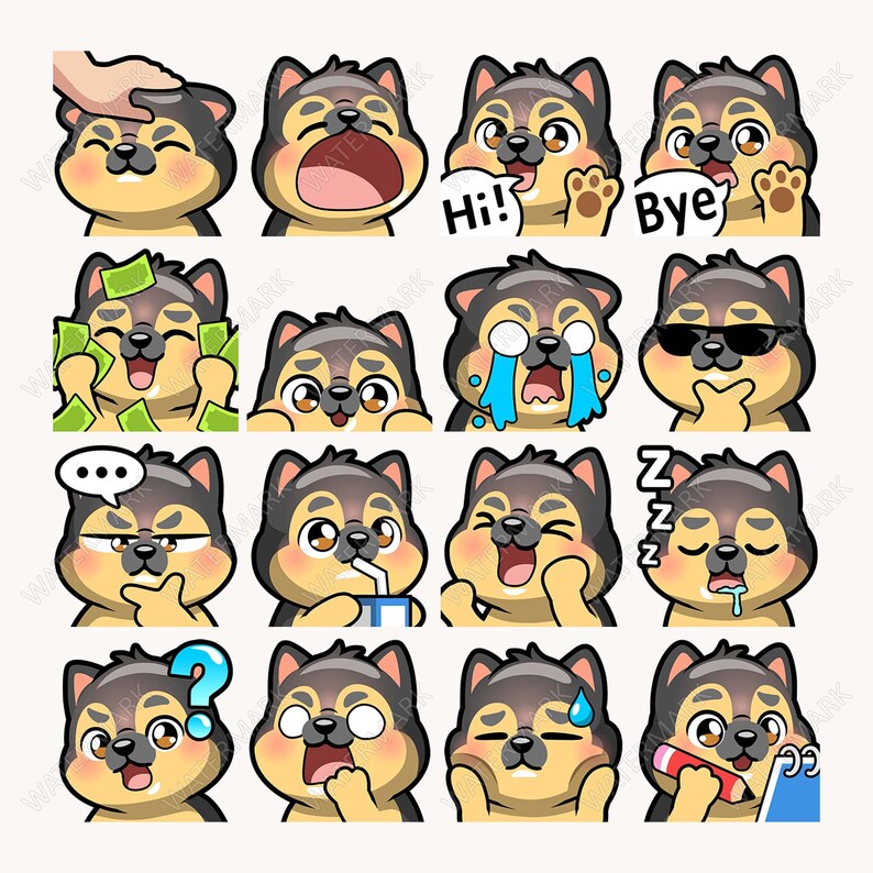 German Shepherd Dog Emotes X 46 for Twitch & Discord | German Shepherd ...