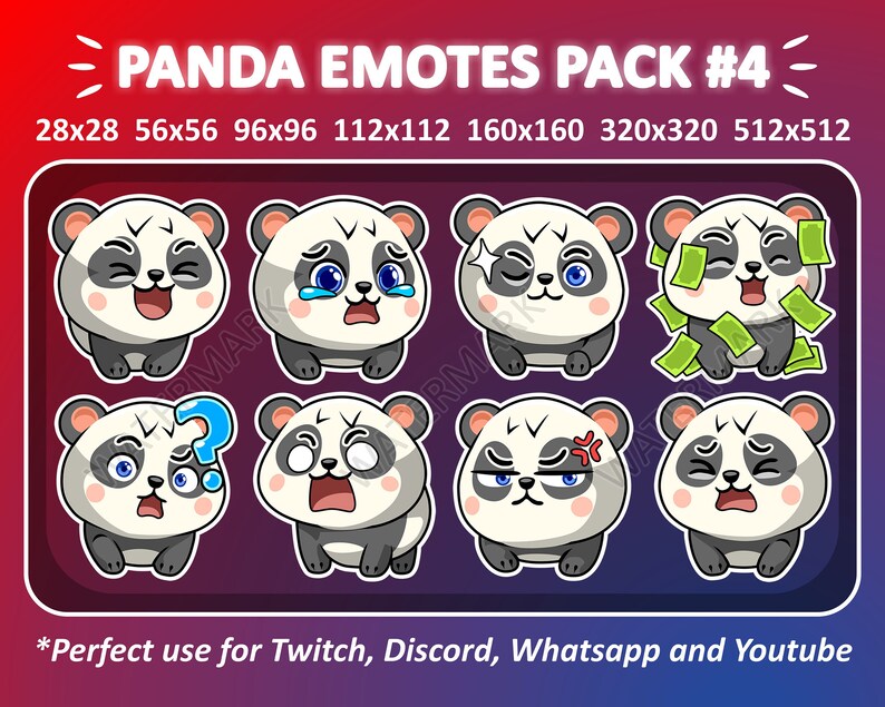 Panda Emotes Pack #4 / Emotes for Twitch Emote, Discord Emote, and ...
