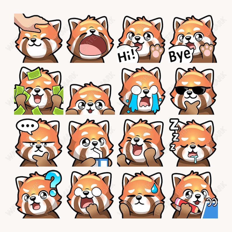 Red Panda Emotes X 46 for Twitch & Discord Emote Red Panda Twitch Emote ...