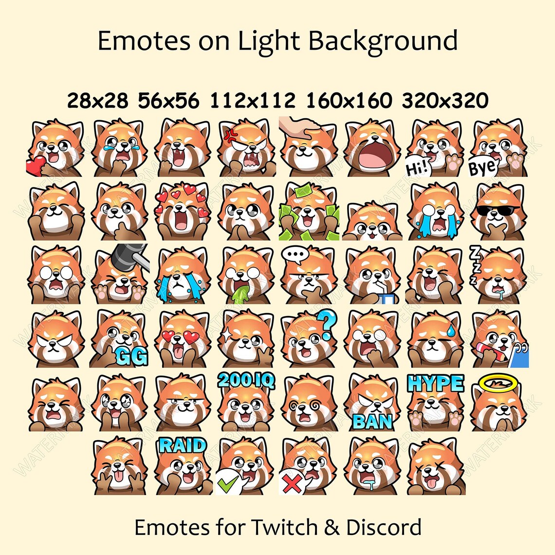 Red Panda Emotes X 46 for Twitch & Discord Emote Red Panda Twitch Emote ...