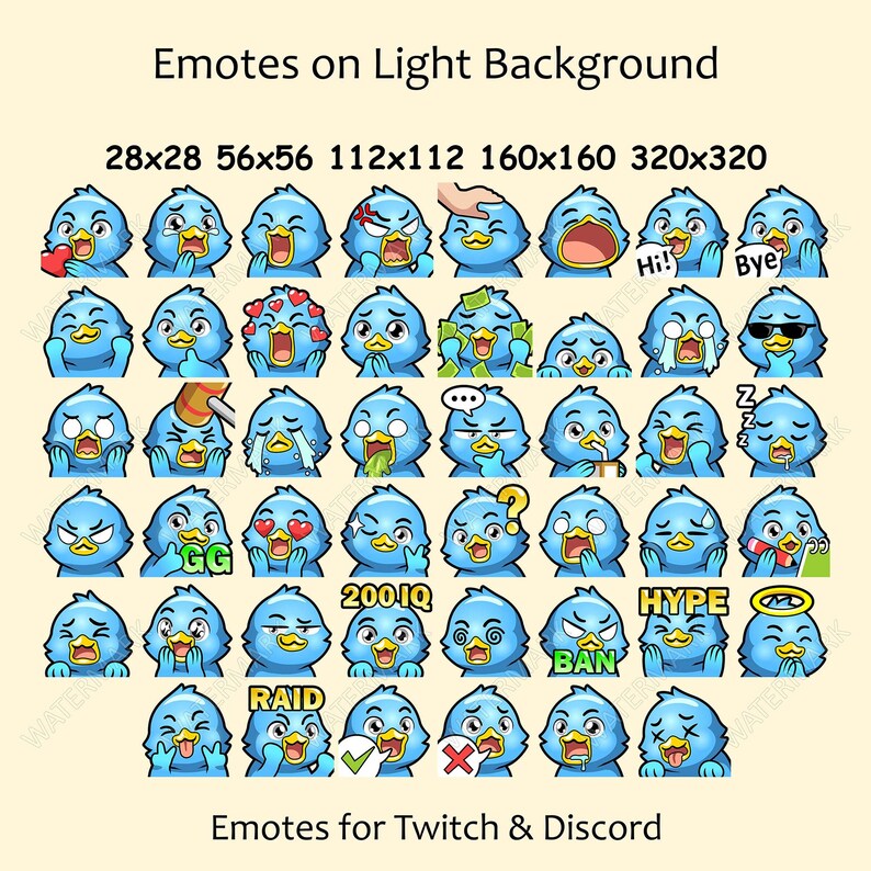 Bird Emotes X 46 for Twitch and Discord Emote | Blue Bird Twitch Emote ...