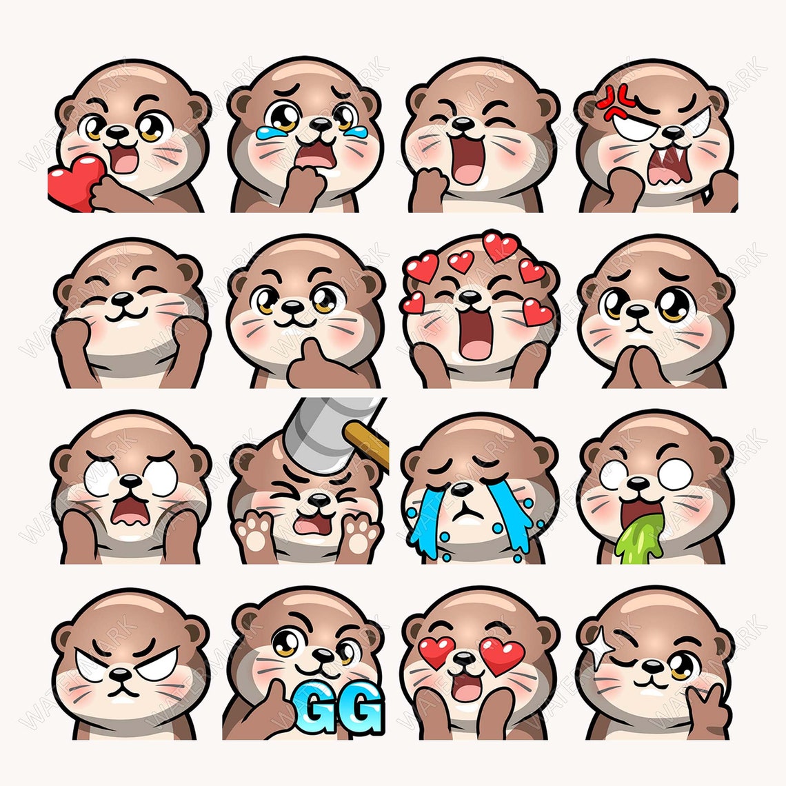 Otter Emotes X 46 for Twitch & Discord Emote Otter Twitch Emote Pack ...