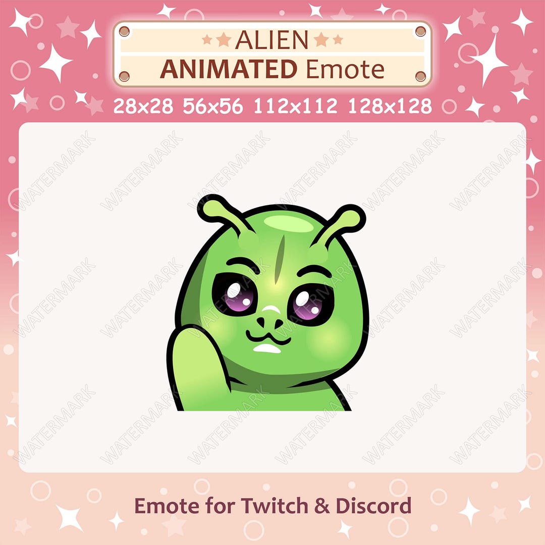 Animated Emote Alien Waving Hello Emote / Twitch & Discord Green Alien ...