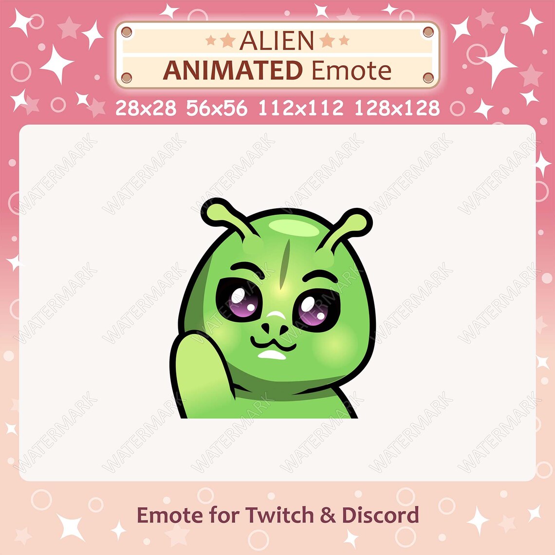 Animated Emote Alien Waving Hello Emote / Twitch & Discord Green Alien ...