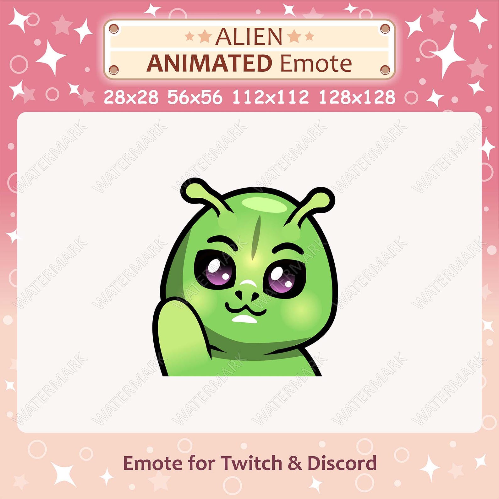 Animated Emote Alien Waving Hello Emote / Twitch & Discord Green Alien ...