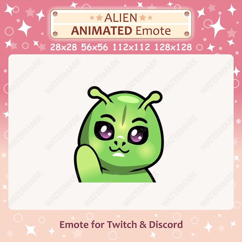 Animated Emote Alien Waving Hello Emote / Twitch & Discord Green Alien ...