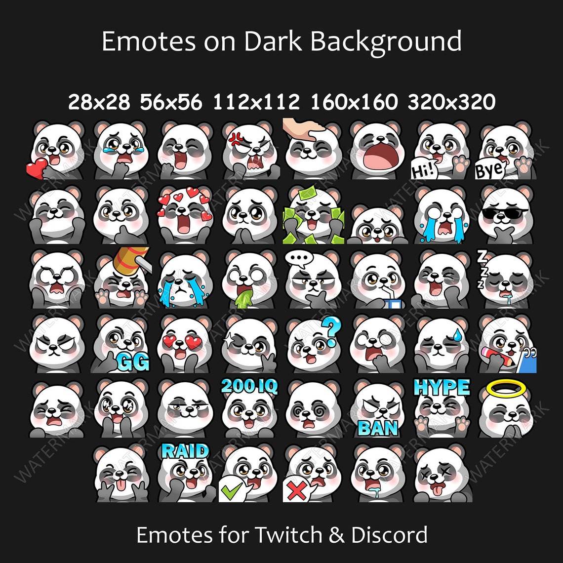 Panda Emotes X 46 for Twitch & Discord Emote | Panda Bear Twitch Emote ...