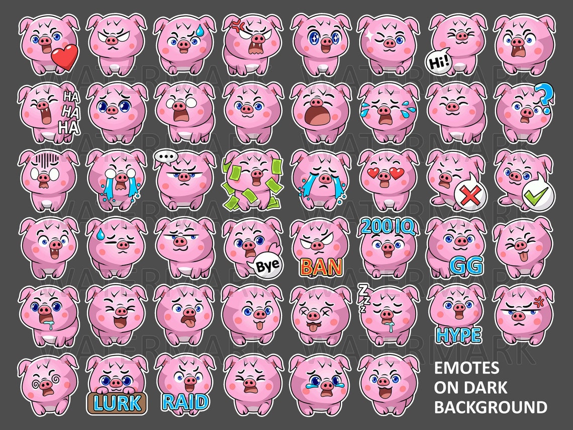 46 Pig Emotes for Twitch Emote & Discord Emote and Whatsapp Emote, Cute ...