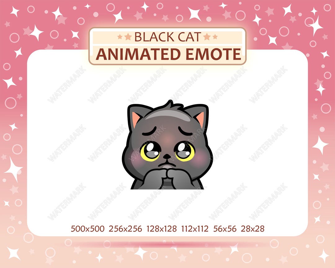 Animated Black Cat Emote, Shy and Begging Emote, Twitch Emote, Discord ...