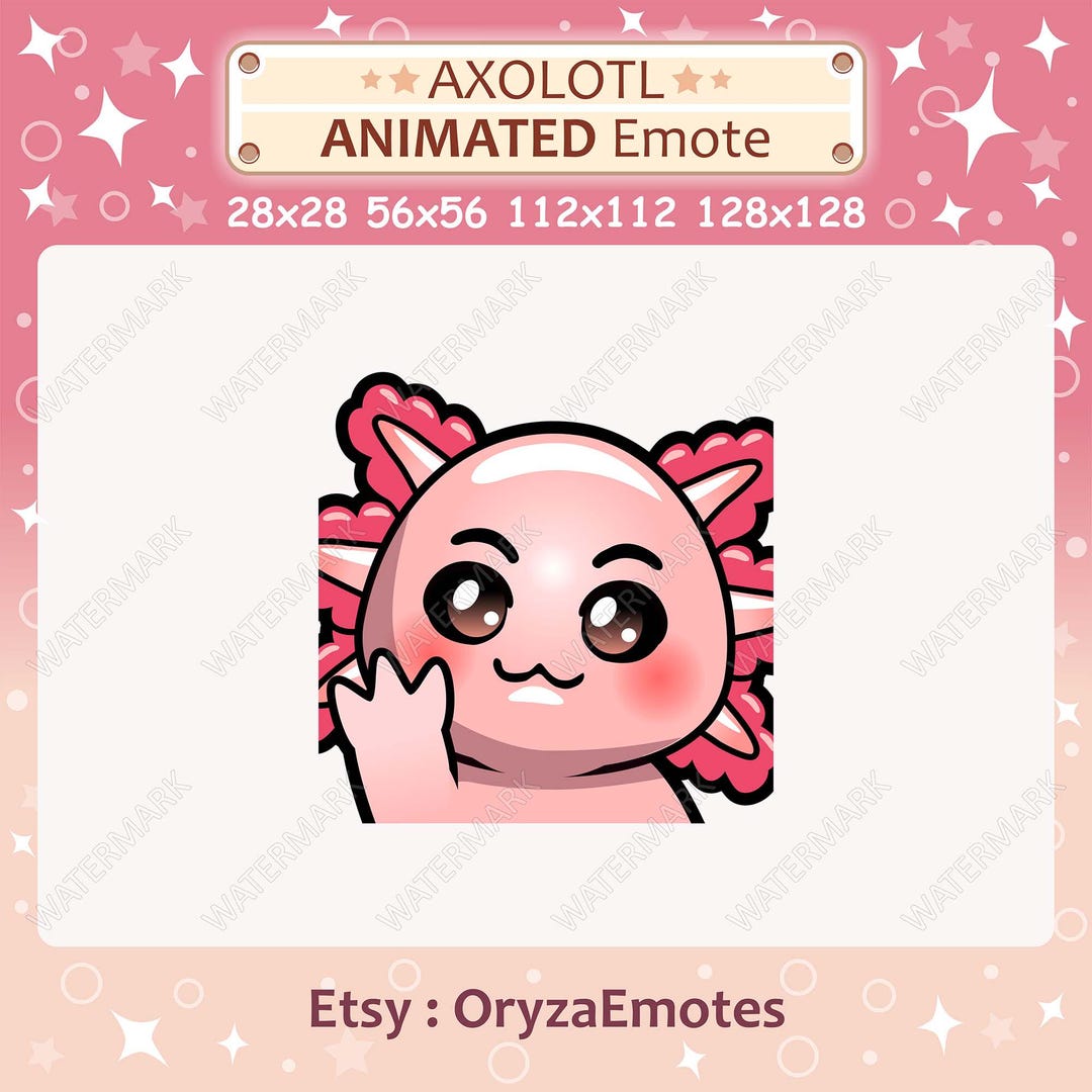 Animated Emote Axolotl Waving Hello Emote / Twitch & Discord Pink ...