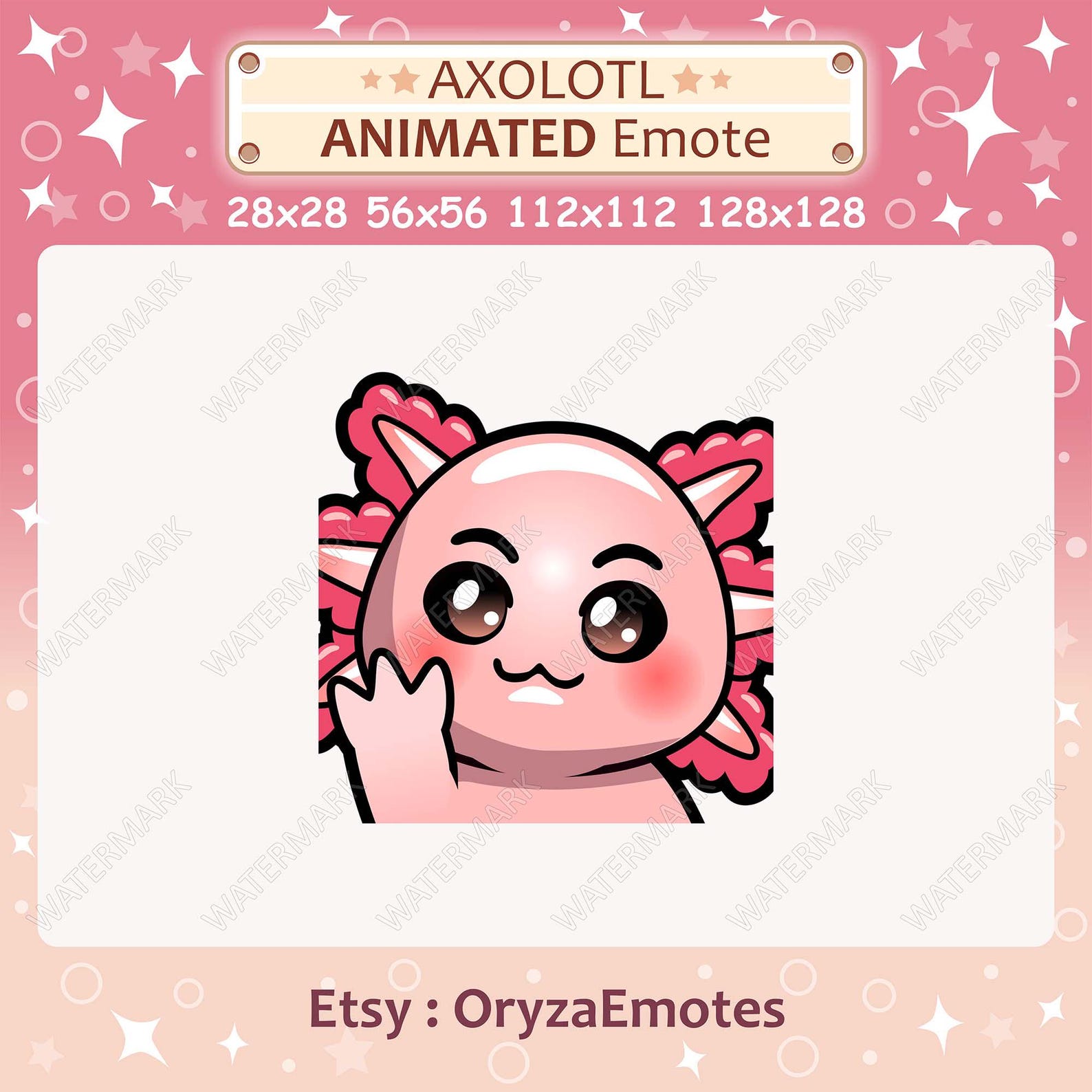 Animated Emote Axolotl Waving Hello Emote / Twitch & Discord Pink ...