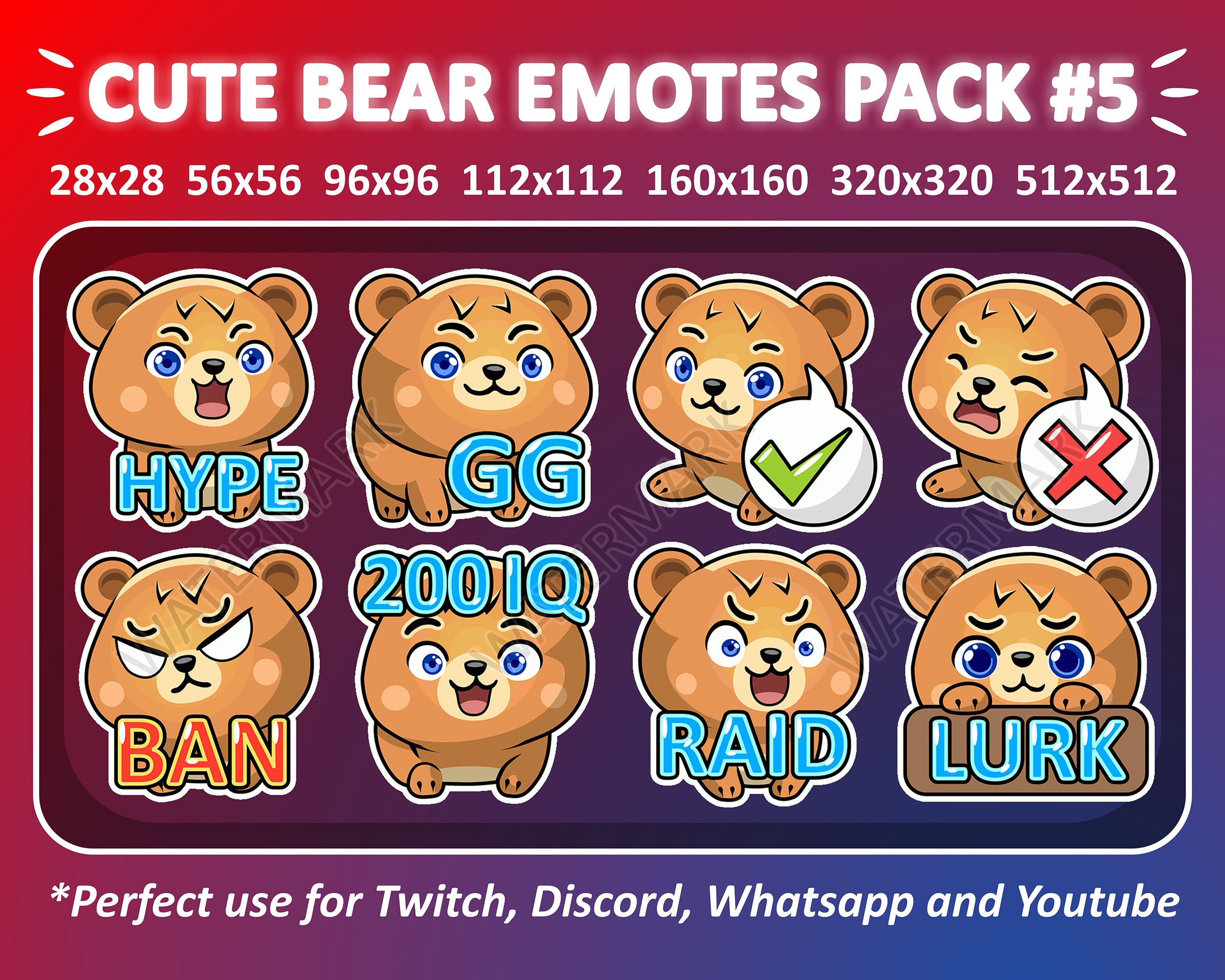 Cute Bear Emotes Pack 5 / Emotes for Twitch Discord and - Etsy