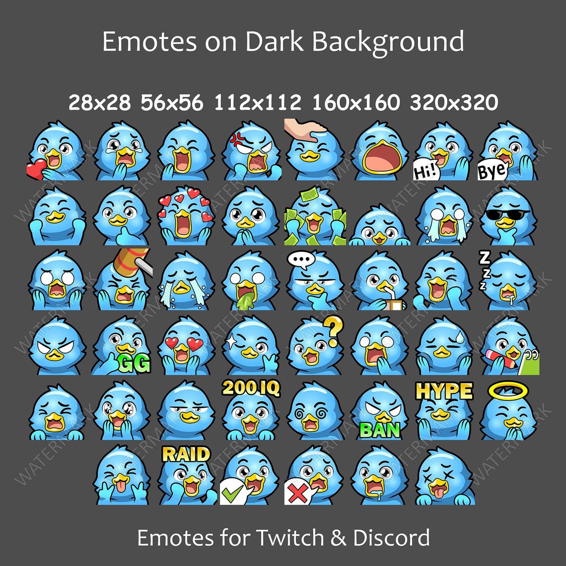 Bird Emotes X 46 for Twitch and Discord Emote | Blue Bird Twitch Emote ...
