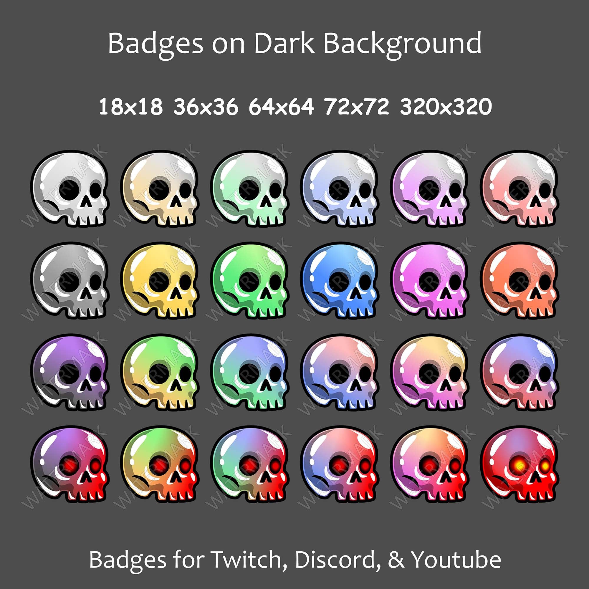 Skull Sub Bit Badges X 24 for Twitch, Discord, and Youtube Badges ...