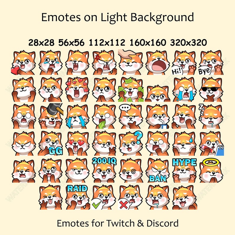 Fox Emotes X 46 For Twitch And Discord Emote Red Fox Twitch Emote Pack